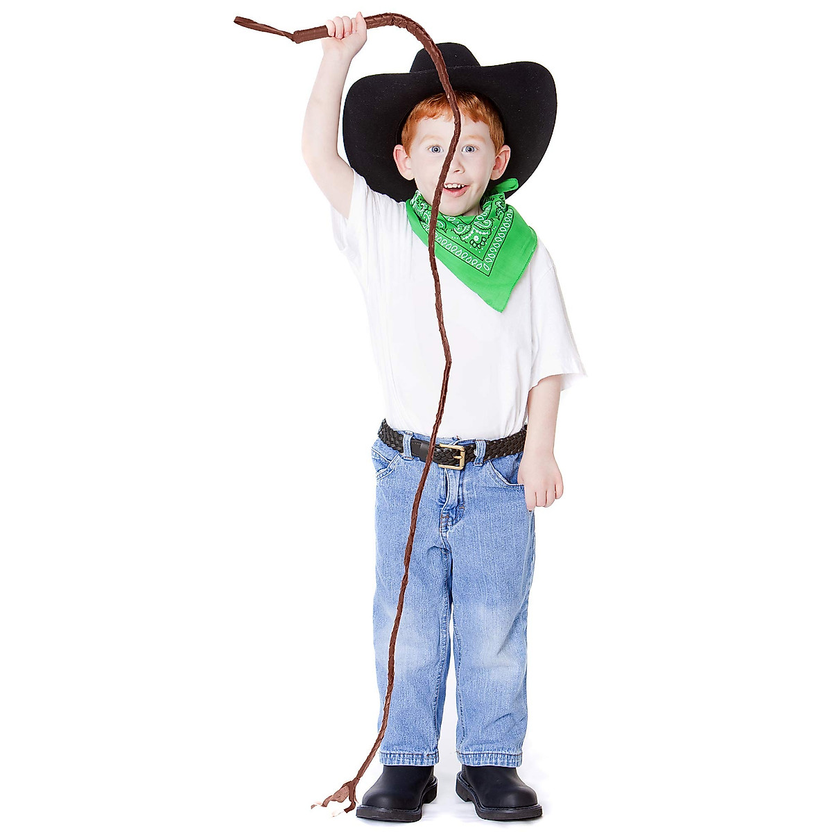 Skeleteen Faux Leather Brown Whip - 6.5' Woven Costume Accessories Whips - 1 Piece