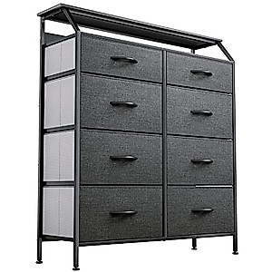 YITAHOME Fabric Dresser with 8 Drawers, Furniture Storage Tower Cabinet, Organizer for Bedroom, Living Room, Hallway, Closet, Sturdy Steel Frame, Wooden Top, Easy Pull Fabric Bins