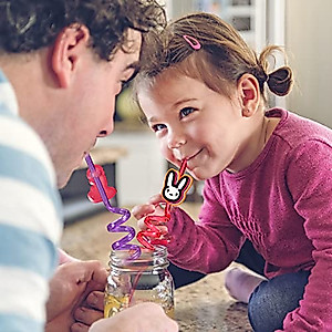 24 Bad Bunny Party Favors Reusable Drinking Straws 6 Designs Great for Bad Bunny Birthday Party Supplies with 2 Cleaning Brushes