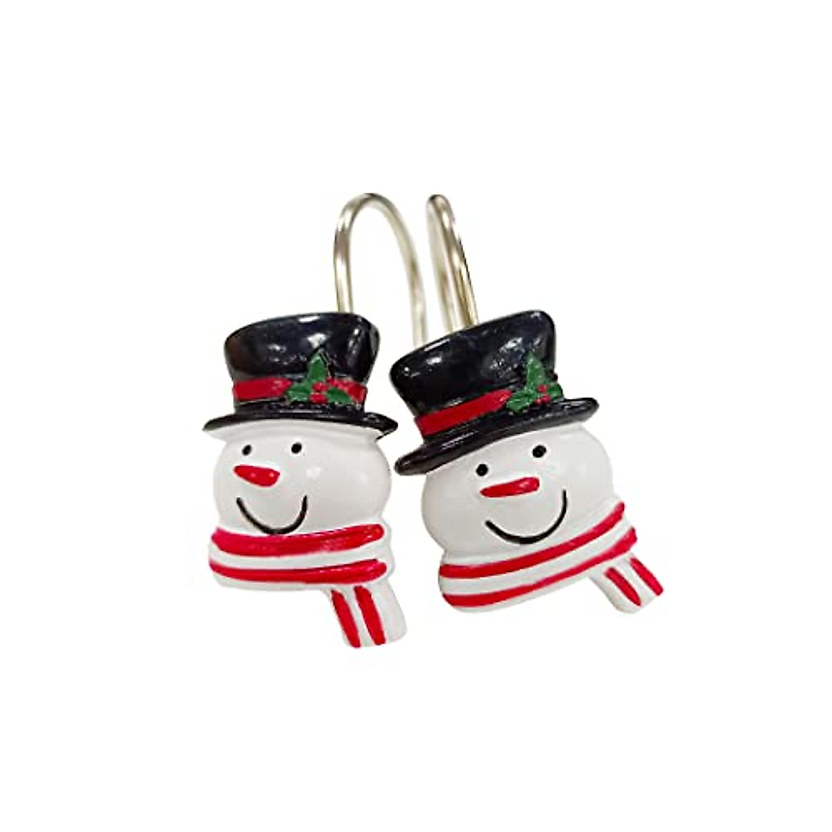 Indecor Home 17-Piece Snowman Christmas Holiday Bathroom Decoration Accessory Set | Bath Rug/Mat | Resin Soap/Lotion Pump Dispenser | Shower Curtain | 12 Resin Hooks | 2 Hand Towels | Gift Box Set