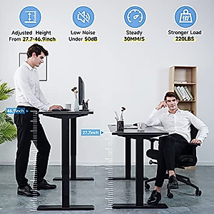 Soohow Electric Standing Desk 48 x 24 Inches Adjustable Height Desk, Dual Motor Stand Up Computer Desk, Walnut Tabletop (120 x 60 cm), Black Frame for Home Office