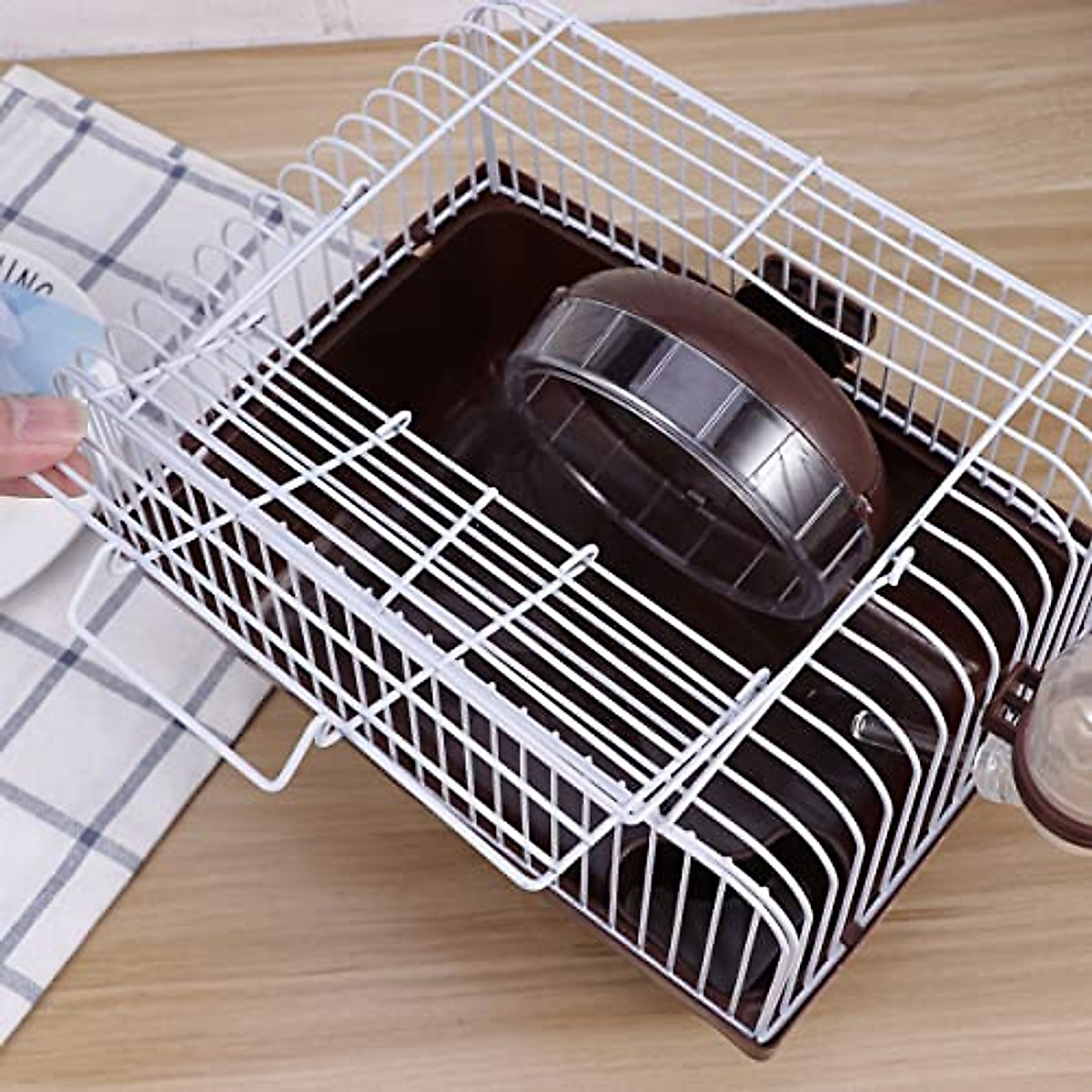 Gerbil Carrier Hamster Cage Portable Travel Rat Cage with Handle Gerbils Cages Small Animal Carry Case Pets House Habitats for Going Out Traveling (Coffee) Chinchilla Carrier