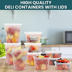 WGCC Deli Containers with Lids 48 Sets- Disposable Soup Containers with Lids 8oz, 16oz, 32oz - Plastic Containers with Lids, Food Containers with Leakproof, BPA Free/Microwave/Freezer/Dishwasher Safe