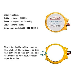 LJCELL 2PCS CMOS Battery for Intel NUC Laptop Backup PS2 PS3 BIOS RTC CR2032 Battery with 2 Wire Cable and Connector