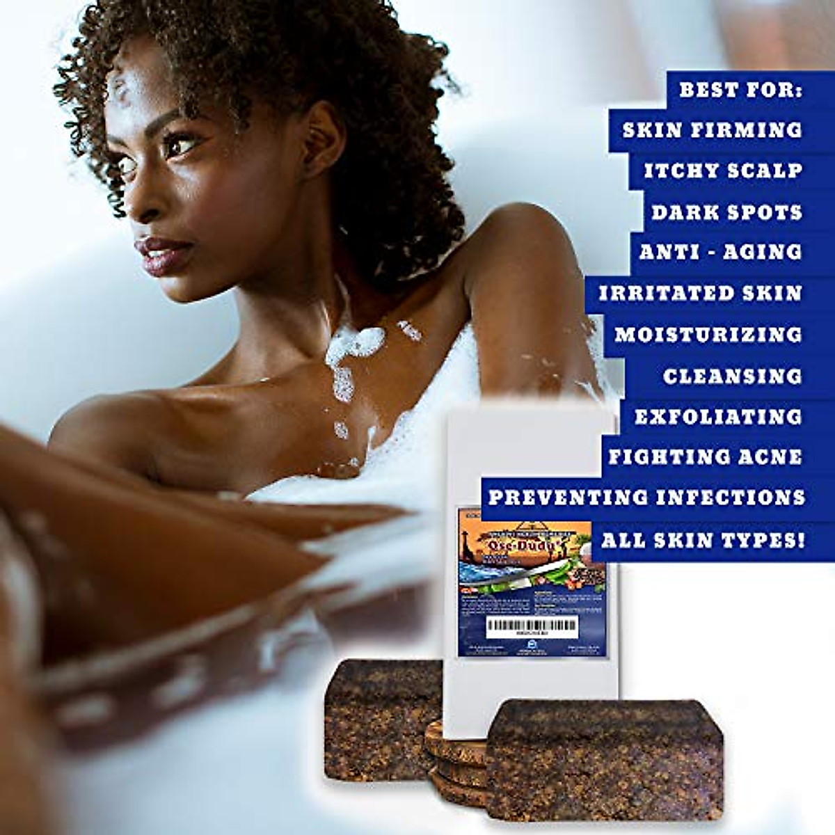 Organic, Anti-Bacterial, Anti-Fungal OSE-DUDU AFRICAN BLACK SOAP 2 LB (32 oz) BLOCK. Authentic, Handmade, Unscented Raw (GHANA)