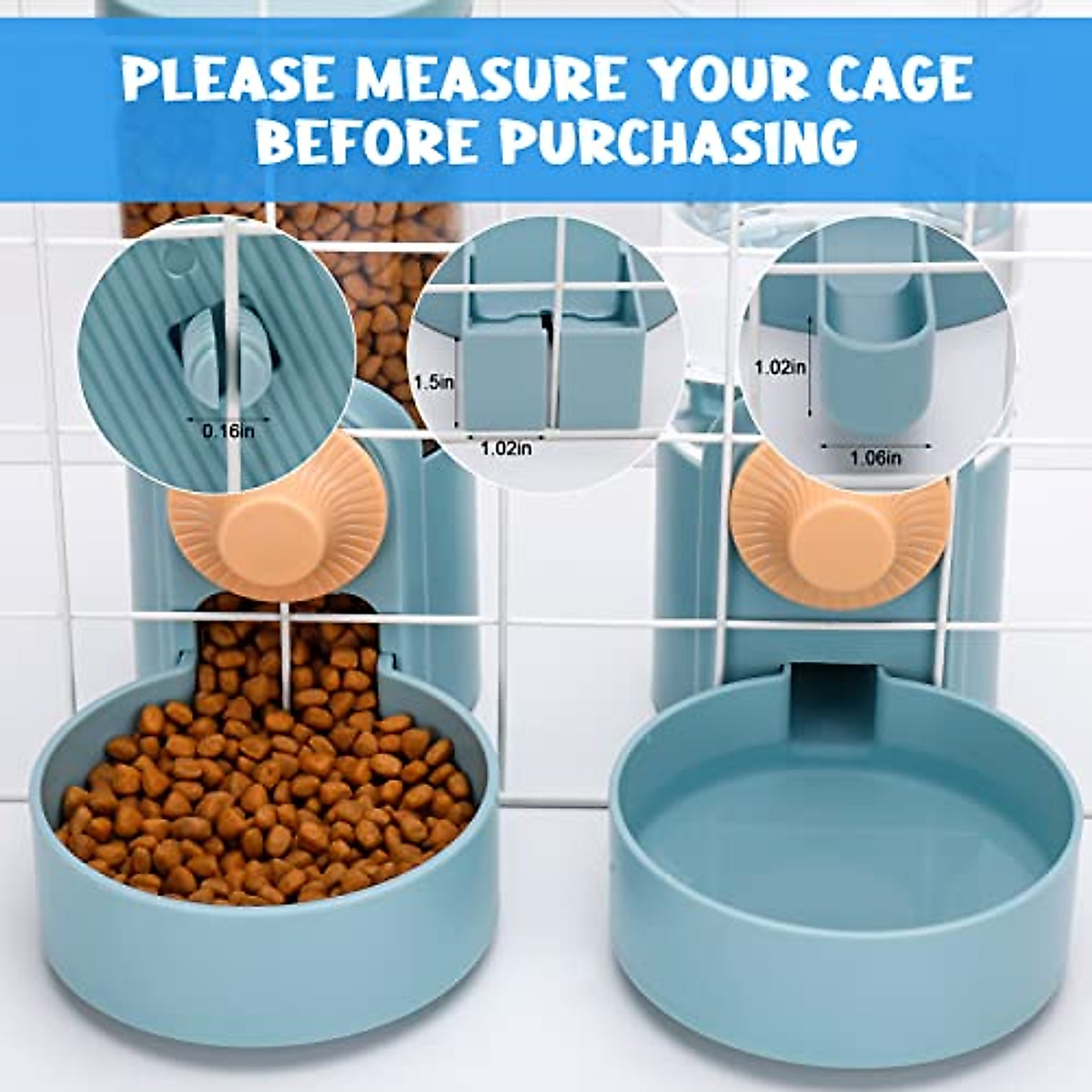 Jspupifip 35oz Rabbit Automatic Food Water Dispenser,Hanging Pet Food Water Dispenser Cage Automatic Feeder Set for Small Cats Dogs Rabbit Chinchilla Guinea Pig Hedgehog Ferret(Green)