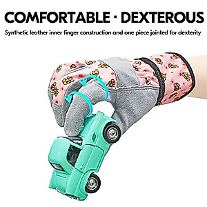 Vgo... 1-Pair Age 3-4 Kids Gardening Gloves,Children Yard Work Gloves,Soft Safety Outdoor Playing Gloves(Size XS, Blue Plane, KID-MF3561)