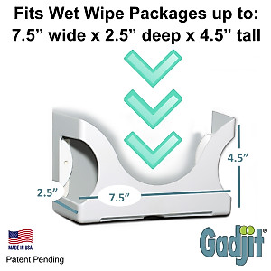 Gadjit Wet Wipes-Baby Wipe Wall Dispenser (2 Pack-WHITE) | Mounts on a Wall and Holds Up to a 84 Count Pack of Wipes | Keeps Wipes Within Easy Reach | One-Handed Wipes Dispensing Diaper Station