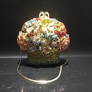 ZLXDP Basket Shape Diamond Lady Clutch Purses and Handbags for Women Hollow Out Evening Party Dinner Bag