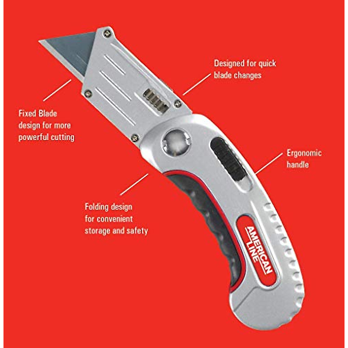 American Line Folding Utility Knife with 6 Blades - Ergonomic Handle Design with Quick Blade Change Technology - 65-0203