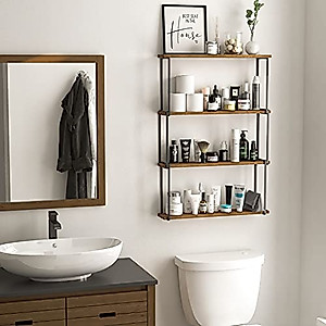 Wallniture Porto 4-Tier Floating Shelves for Wall Storage, Kitchen Pantry Organization and Storage Shelves, 24" Wood Wall Shelf, Walnut