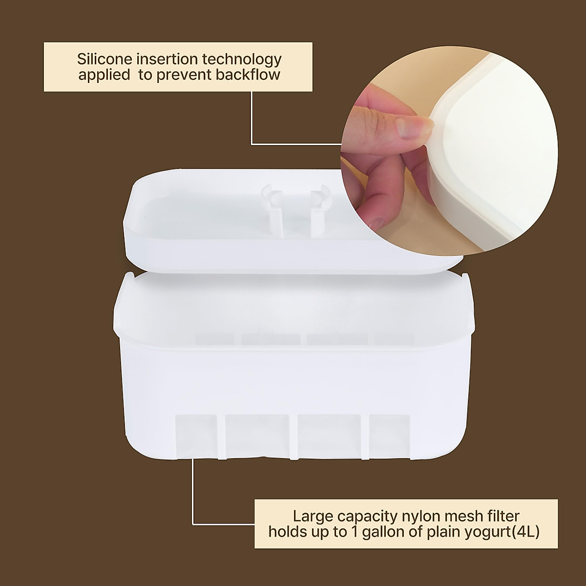 [Bear Greeks] 1 Gallon Gguduck Maker with Ultra Fine Nylon Mesh Strainer, Whey separator, 1 gallon of thick and creamy greek yogurt, eco-friendly materials container