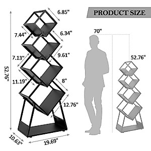 jxgzyy Bookshelf 5 Tier Geometric Modern Bookcase Industrial Style Metal Bookshelf Display Storage Rack for Books Decors Cds in Office Living Room Corner Floor Standing Bookcase
