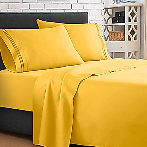 Clara Clark Supreme 1500 Collection 4pc Bed Sheet Set - King Size, Yellow