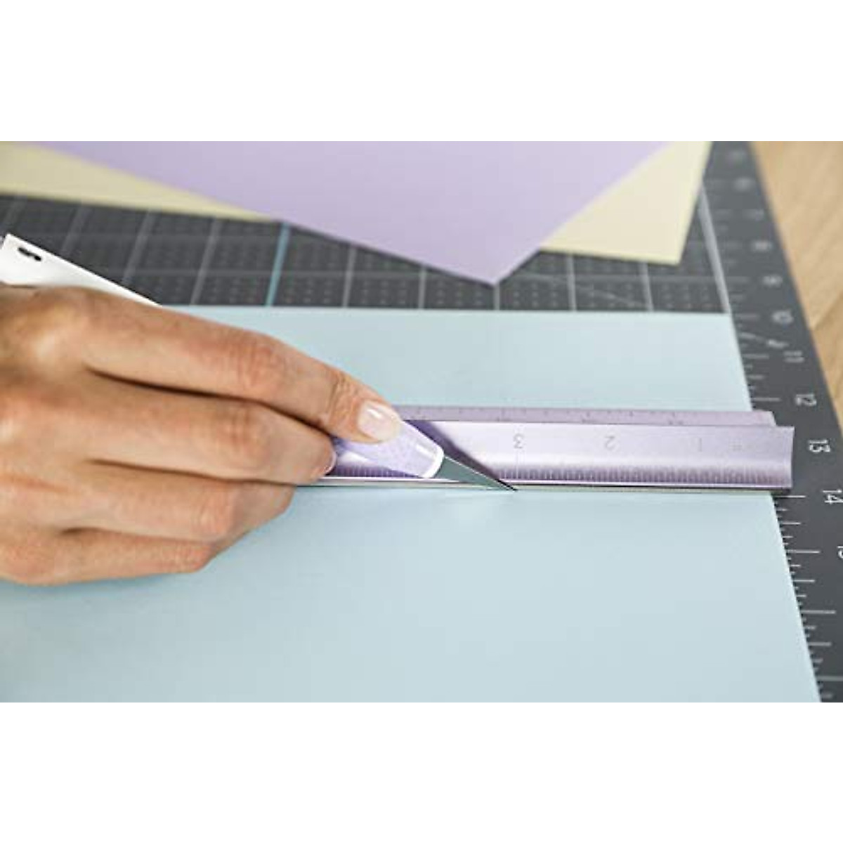 Cricut Metal Ruler - Safety Cutting Ruler for Use with Rotary Cutters, Cricut TrueControl knife, Xacto knife - Great For Quilting, Scrapbooking, Crafting and Paper Cutting - 18", [Lilac]