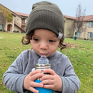 Pura Kiki 11oz/325ml Stainless Steel Sippy Cup Bottle w/Sleeve, Plastic-Free, MadeSafe Certified, Medical-Grade XL Silicone Sipper Spout Fast Flow for Kids, Toddlers, Babies & Infant - Slate Bumper