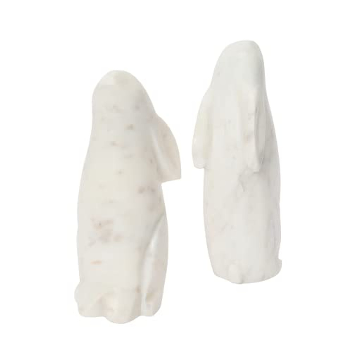 Creative Co-Op Handcarved Rabbit Marble, White, Set of 2 Bookends, 3" L x 5" W x 7" H