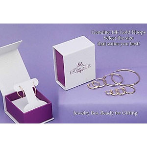 14k Yellow Gold Classic Real Gold Shiny Polished Hoop Earrings, Small Plain Round Gold Earrings Real Gold Tiny 14k Gold Extra Small Hoops 12mm (0.47 inch)