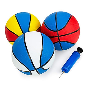 Boley Rubber Basketball Set with Pump - 3 Pk 22 inch Size 3 Indoor & Outdoor Basketballs for Kids 3+