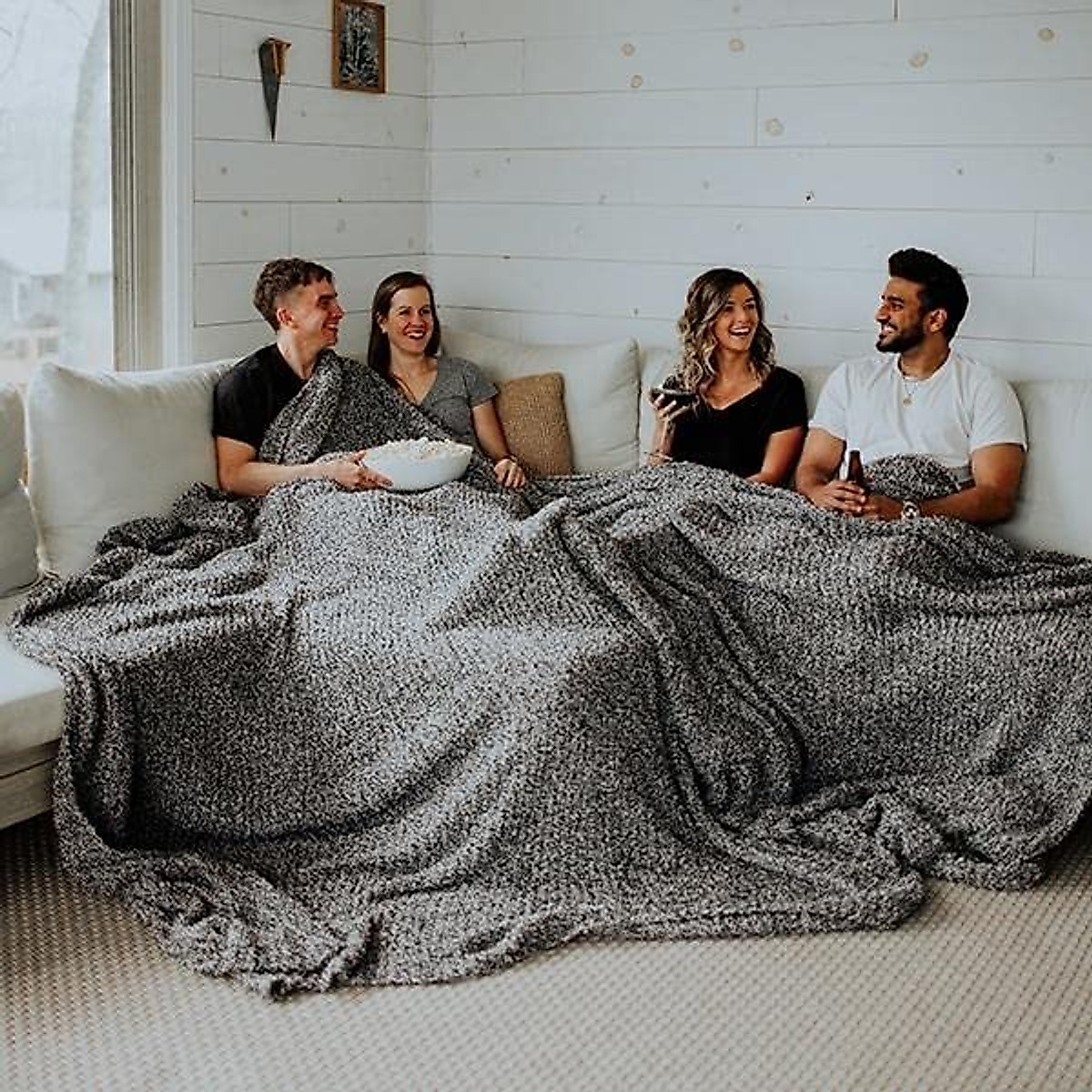 Big Blanket Co® Premier Plush™ Black Heather | Ultra-Plush Fluffy Blanket | 100 Square Feet | Breathable, Microfiber Blanket That Wraps You in Cloud-Like Comfort | Blankets That Redefine King-Size