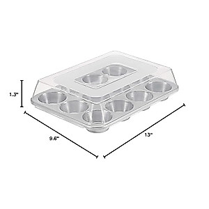 AmazonCommercial Aluminum Muffin Pan, 12 Cup with Lid