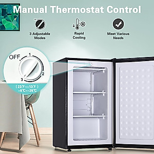 Anukis 3.0 Cu.ft Upright Freezer, Compact Mini and Small Freezers with Adjustable Temperature, Three Freeze Shelves For Home, Kitchen, Office, Silver