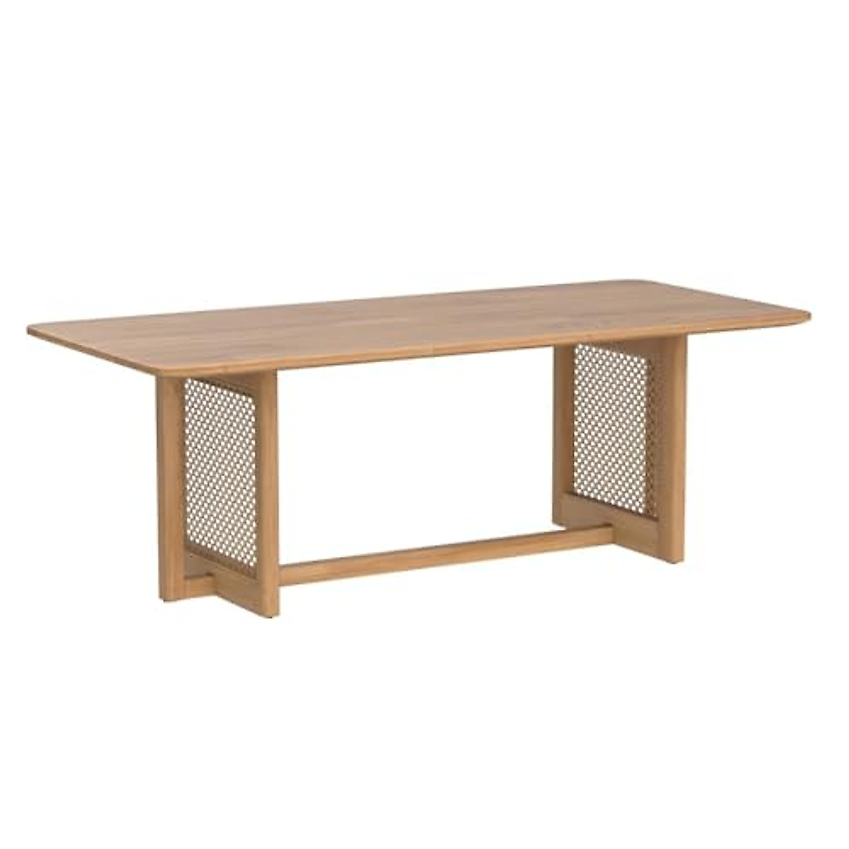 LKTART Rattan Coffee Table for Living Room, Minimalist Solid Wood Coffee Table, Rectangular Cross Legs Coffee Table for Small Space Apartment,Natural