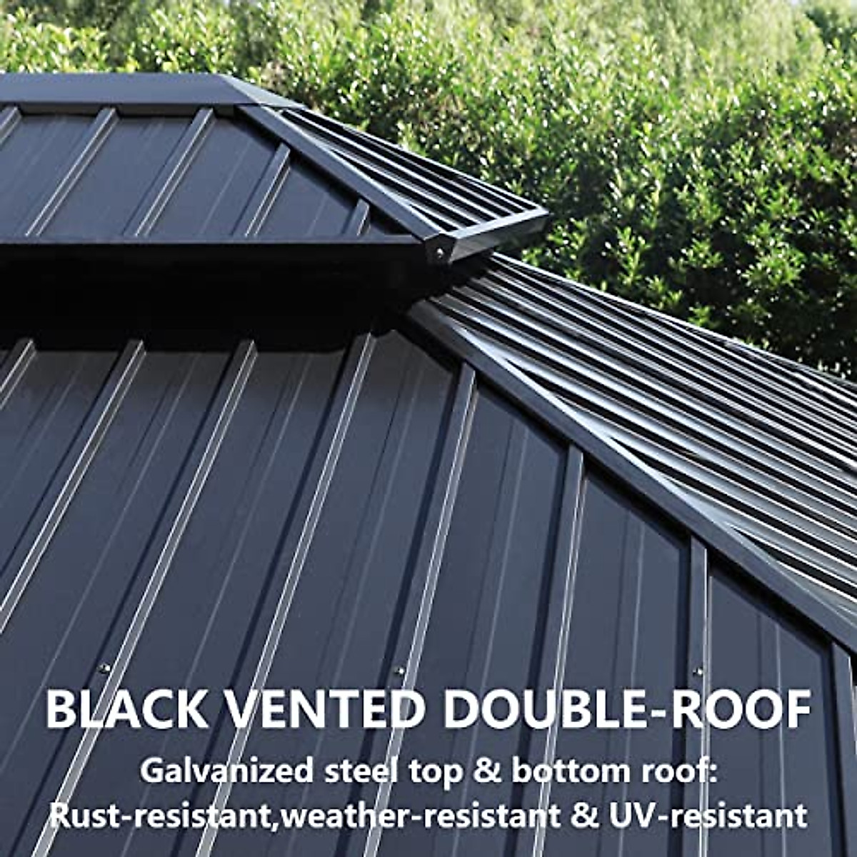 VEIKOU 12' X 14' Hardtop Gazebo, Patio Gazebo w/Double Roof & Aluminum Frame, Heavy Duty Gazebos and Pergolas w/Netting and Curtains for Garden, Deck, Backyard