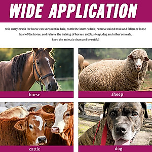 Dog Horse Spring Curry Horse Comb Curry Brush, 4 Rings Stainless Steel Fish Scaler Remover, with Soft Touch Grip Horse Brush Scraper for Dog Sheep Pet