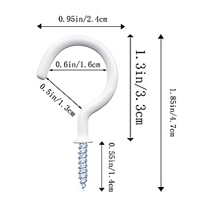 yuntop 12 Pack Vinyl Coated Ceiling Hooks,Screw-in Mug Hooks,Multi-Function Wall Hooks Kitchen Hooks Cup Hooks for Indoors Outdoors (White, 1-1/4 Inch)