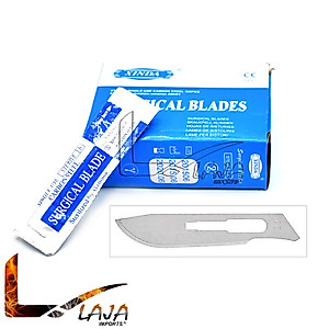 100 Scalpel Sterile Blades #22 with Free Scalpel Handle #4 (Laja Imports Brand) for Educational Use