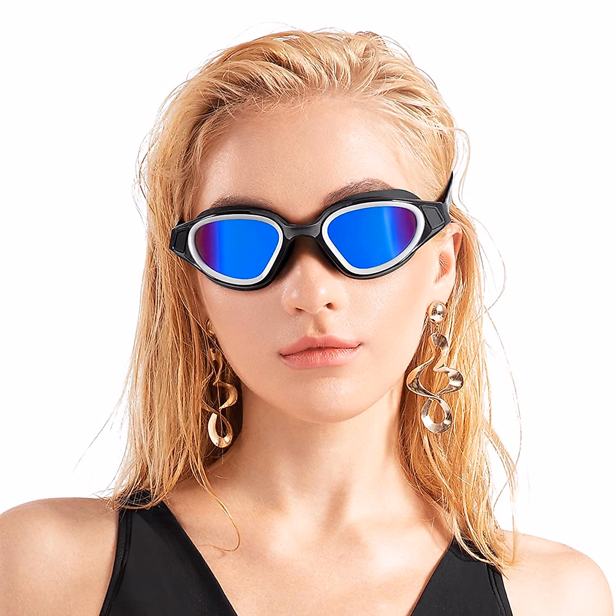 COPOZZ Swim Goggles Men Women, Polarized Swimming Goggles, UV Protection No Leaking Wide Vision