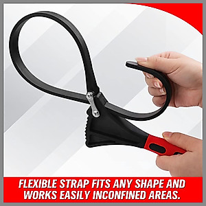 Rubber Strap Adjustable Wrench Set - 2-Piece Oil Filter Pipe Jar Opener 4"-6-3/8" Strong Grip Plumbers Universal Spanner Drain Sewer Cap Sink Pliers Nut Shower Head Valve Removal