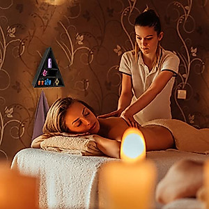 Triangle Shelf - Crystal Display Shelf for Holding Crystals & Home Trinkets, Rustic Wooden Wall Mounted Crystal Geometric Triangle Shaped Shelf