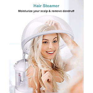 EZBASICS Hair Steamer 2 in 1 Ion Facial Steamer with Extendable Arm Table Top Hair Humidifier Hot Mist Moisturizing Facial Atomizer Spa Face Steamer Design for Personal Care Use at Home or Salon