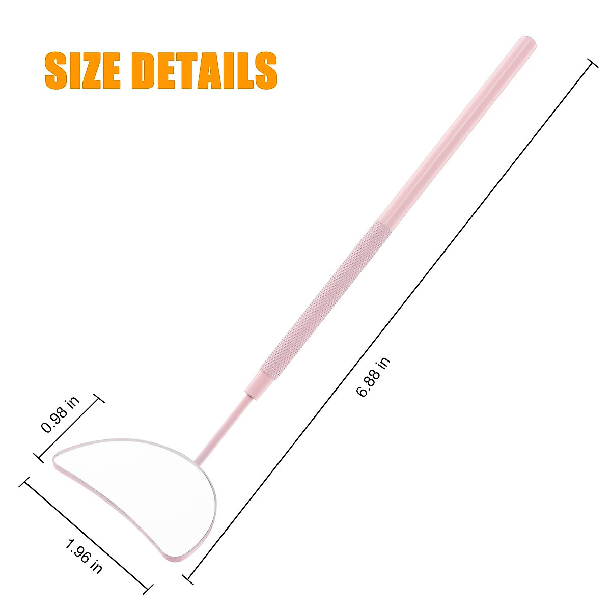 Lash Extension Supplies, Pink Lash Mirror for Eyelash Extensions, Large Half Moon Eyelash Mirror, Stainless Steel Lash Inspection Mirror for Lash Technician Supplies