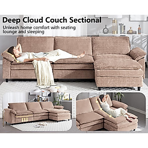 Suheww Sectional Couches for Living Room, L Shaped Sofas Modern Deep Seat Cloud Sofa Sectional, Oversized Cloud Couch Modular Sectional Sofa Couches for Living Room