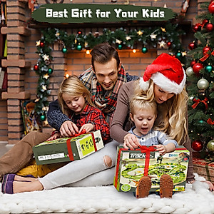 KO-ON Dinosaur Toys,280Pcs for Kids Create A Dinosaur World Race Track,Flexible Race Track with 2 Electric Race Cars,Christmas Birthday Gift for Boys Girls Age 3 4 5 6 7 Year Old and Up