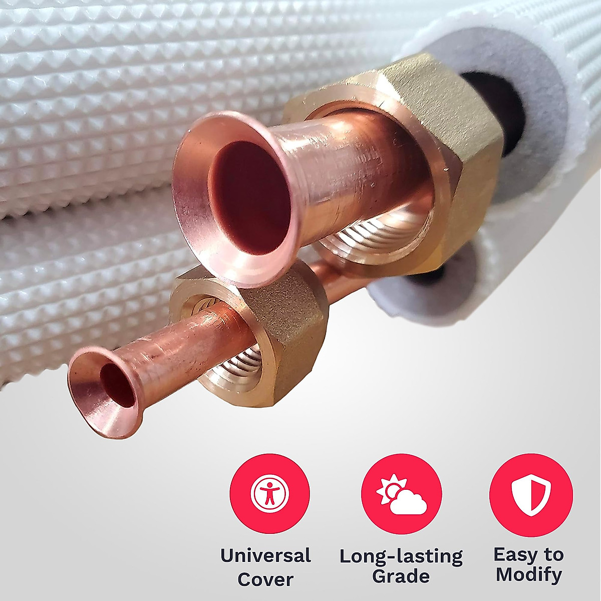 DuctlessAire - Insulated Copper Twin Coil Mini Split Line Set - HVAC & AC Hose, Condensate Drain Wire - DIY Installation, Indoor/Outdoor Use - Air Conditioning Accessories - 25 Ft (1/4 x 1/2 inches)