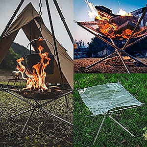 22" Portable Outdoor Fire Pit Collapsible Stainless Steel Mesh Fire Pit Collapsible Fireplace Portable Outdoor Fire Burning Table Camping Fire Grill Stainless Steel Campfire Grill Outdoor Wood Burning