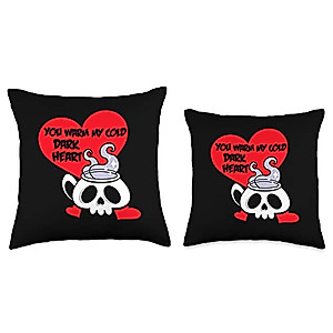 Kawaii Kreeps Gothic Valentine's Day Coffee Skull Emo Goth Horror Funny Throw Pillow, 18x18, Multicolor