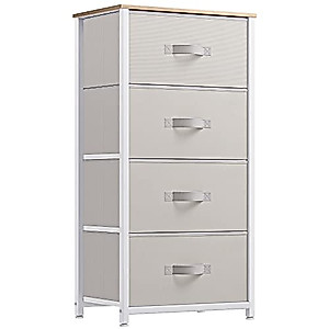 YITAHOME Dresser with 9 Drawers, Organizer Unit, Hallway, Closets & Nursery & Easy Pull Fabric Bins (Cream White) & 4-Drawer Fabric Dresser, Furniture Storage Tower Cabinet(Cream White)