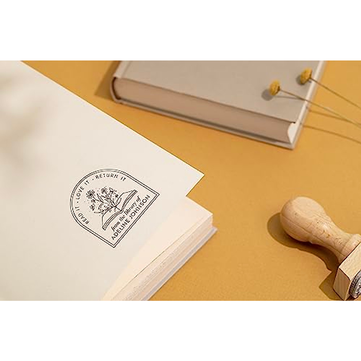 Stamp by Me | from The Library of | Embosser Book Stamp | Floral Library Stamp | Custom rubber stamp | Personalized Teacher Stamp | Custom Library Stamp (Rubber Stamp)