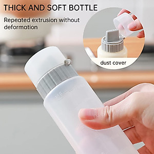 EUBUY 5-hole Squeeze Bottle for Sauces, Plastic Sauce Bottle with Lid and Graduations, Home Kitchen Condiment Squeeze Bottle for Ketchup, Salad, BBQ Sauce, Oil, Syrup, Condiments