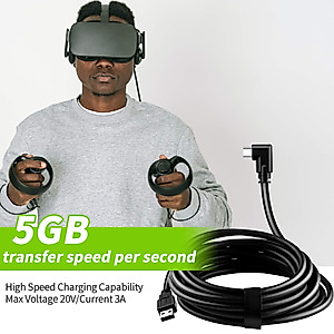 Herfair 10FT USB C VR Link Cable for Oculus Quest/Quest 2,High Speed Data Transfer Function Extender for Oculus Quest VR Headset and Gaming PC Fast Charging Cable Compatible for USB C Charger (3M)