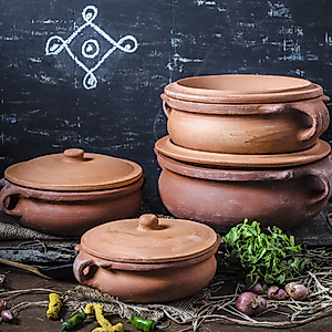 Ancient Cookware, Indian Clay Curry Pot, Extra Large, 10 Inch, 3.5 Quarts
