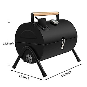 Gardenature Portable Charcoal Grill Mini Small BBQ Grill for Outdoor Cooking Camping and Picnic BBQ Charcoal Grill Set with Glove & Brush - Black