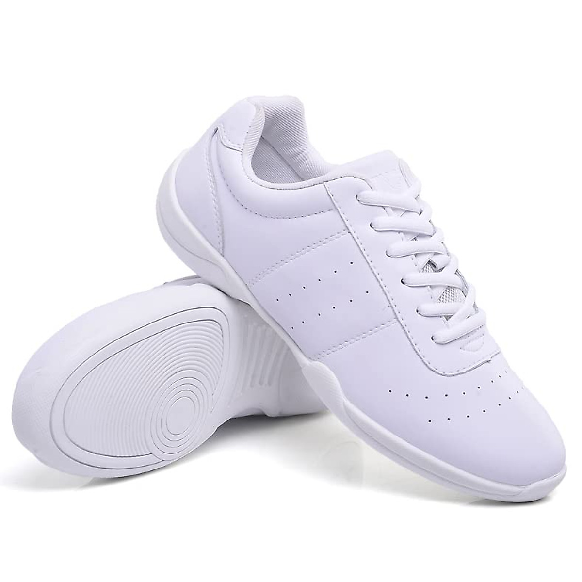WUIWUIYU Adult Youth Women's White Cheerleading Shoe Sport Dance Training Competition Tennis Sneakers Cheer Shoes Size 2