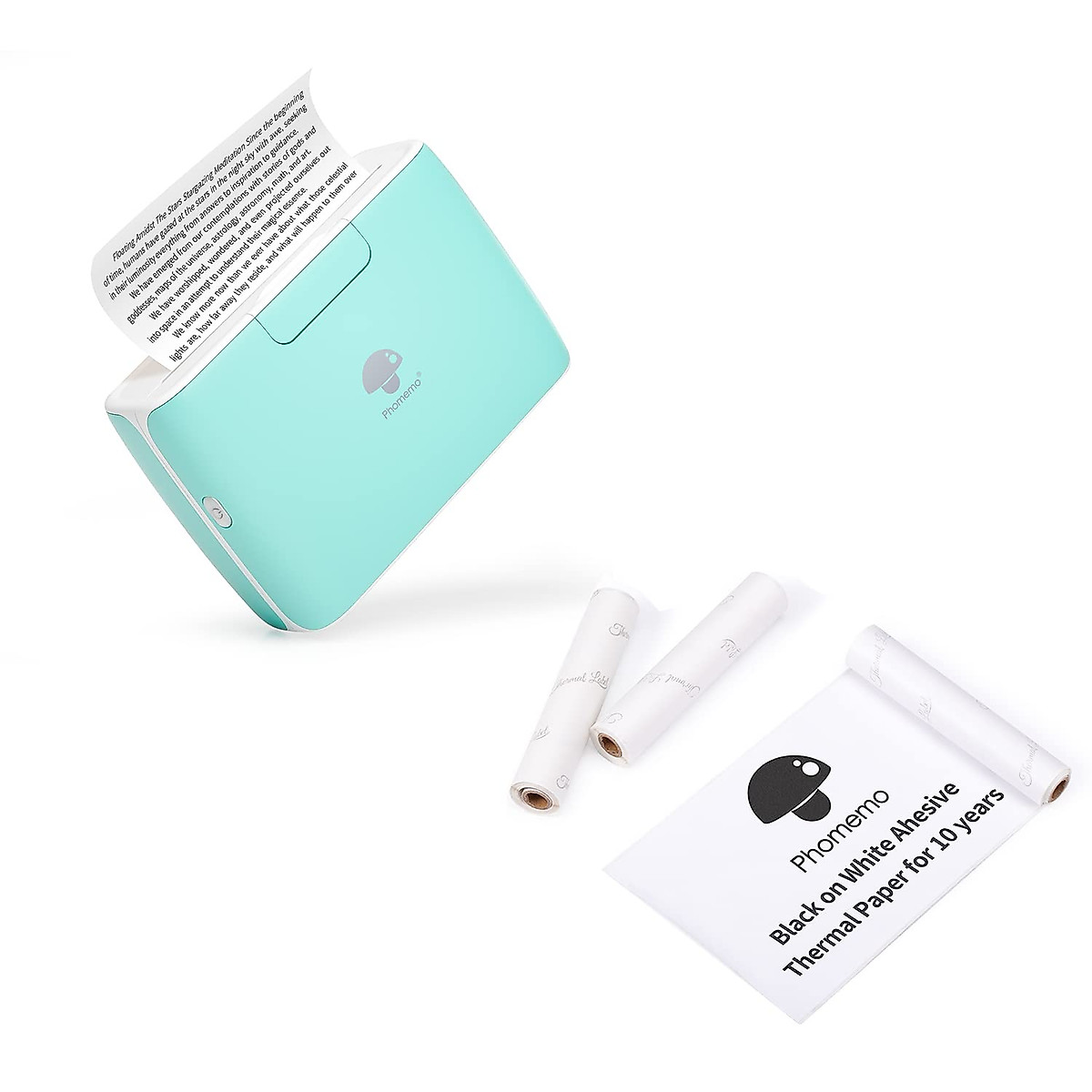 Phomemo M04S Portable Thermal Printer with 110mm White Adhesive Thermal Paper 3 Rolls