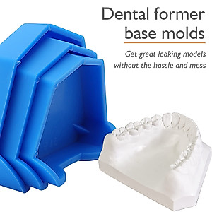 faruijie Dental Model Base Former Impression Trays Base Molds Silicone Dental Lab Use for Cast Trimming S/M/L (6pcs)